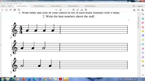 Creative Rhythm Composition #2 (Basic Rhythm Practice Music Worksheet)
