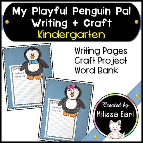 My Playful Penguin Pal Kindergarten Creative Writing + Craft Bulletin Board