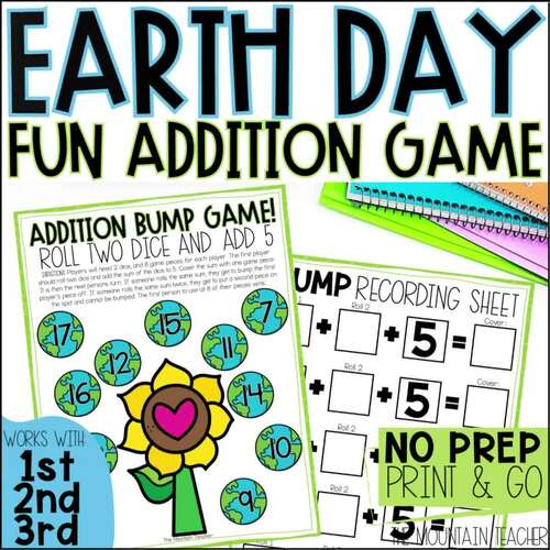 Earth Day Addition Game & Earth Day BUMP Math Activity for 1st 2nd or ...