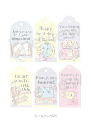 Groovy Stationery Theme Student Gift Tags | First Week of School Gift Ideas