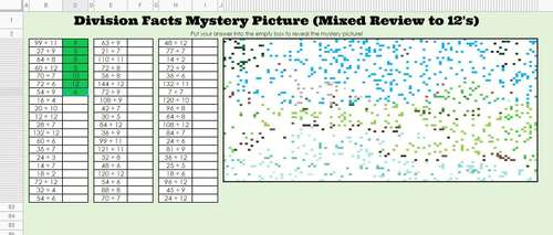 Digital Mystery Picture for Division Facts Review thru 12s | Digital ...