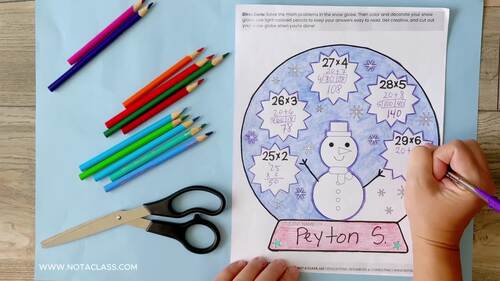 4th Grade Winter Snowman Snowglobe Math Craft January Multiplication ...