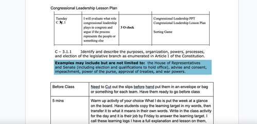 Congressional Leadership Legislative Branch Lesson, Sorting Activity ...