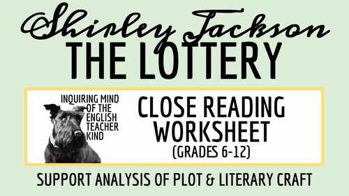 "The Lottery" by Shirley Jackson Close Reading Analysis Worksheet