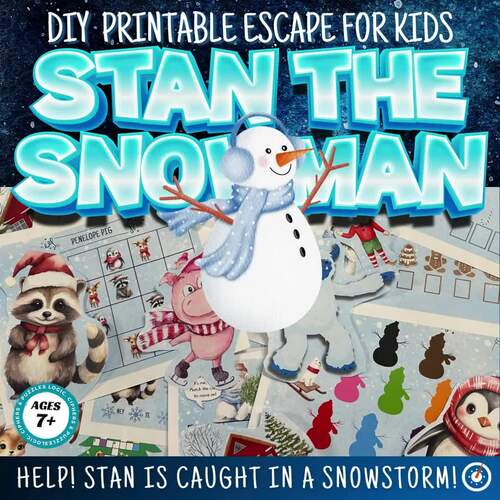 Stan the Snowman Printable Escape Room, Printable Christmas Escape for Kids