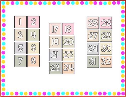 Printable Calendar Numbers, Number Labels, Number Spots, Boho Number Tags