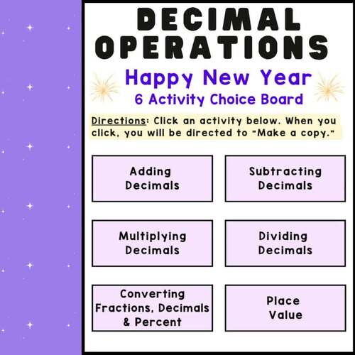 Adding Subtracting Multiplying & Dividing Decimals | New Years Digital ...