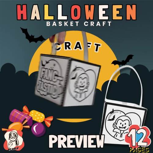 Halloween Craft Box & Basket | Printable Coloring Activity for Kids