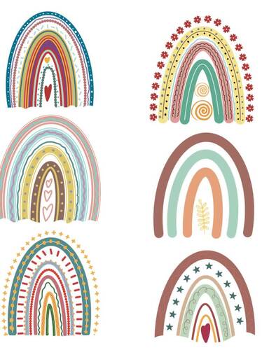 Boho rainbow clip art set/ butterflies, clouds, hearts @ banners / 49 ...