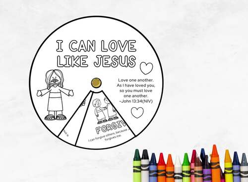 I can Love Like Jesus Bible Spinning Wheel Craft Activity for Sunday School