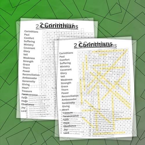 2 Corinthians Bible Activities | Word Search Crossword Word Jumble for Kids
