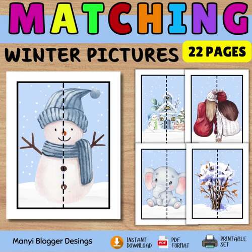 Winter Matching Game for Preschoolers - Printable Classroom Activity
