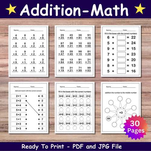 1st grade Math sheets, Back To School Addition Math Fact Fluency ...