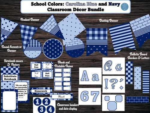 School Colors: Carolina Blue and Navy Middle and High School Classroom ...
