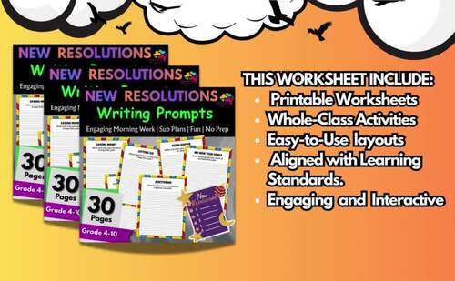 New Year Resolutions Opinion Prompt Writing Worksheets 4th,5th,6th,7th ...