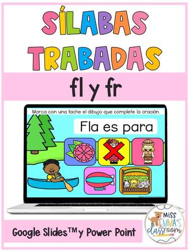 Sílabas trabadas Fl y Fr Google Slides™ | Digital Blends in Spanish