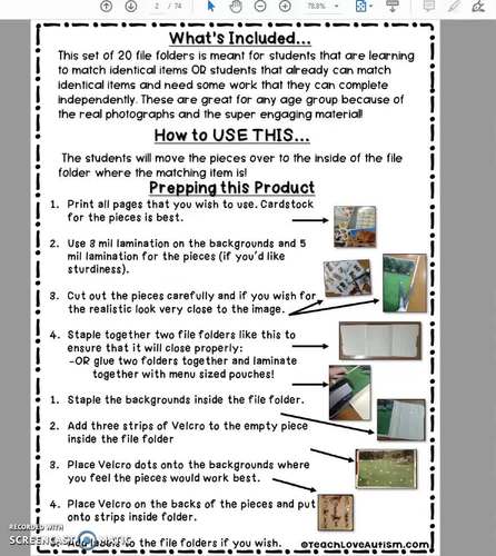 Real Photo Matching File Folders for Special Education by Teach Love Autism