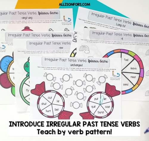Irregular Past Tense Verbs Task Cards, Worksheets, and Grammar Games