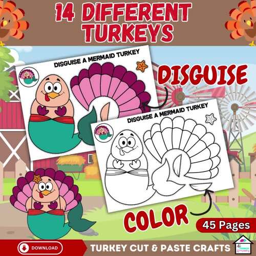 Disguise A Turkey - Fun Thanksgiving Cut & Paste Crafts for Kids
