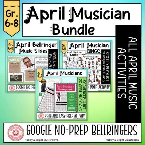 April Composer of the Month Bundle, Middle School Music Activity Bundle