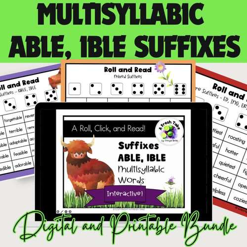 ABLE IBLE Suffix Roll & Read Multisyllabic Words Sentences - Digital ...