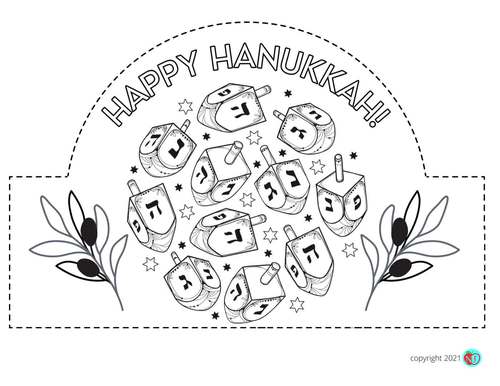 Happy Hanukkah HATS | COLOR CUT AND PASTE HAT ACTIVITY | MAKE HANUKKAH HATS