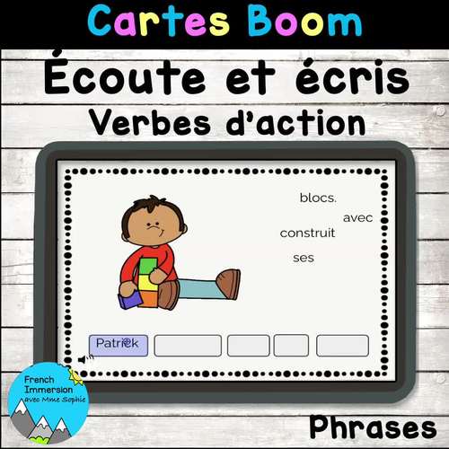 French verbs sentence writing Écriture de phrases avec verbes d'action ...