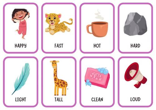 Opposite Words Double-sided Flashcards For Kids by The Digivita | TPT