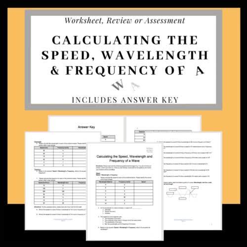 Calculating Wavelengths, Frequency & Speed of Waves Worksheet or Assessment