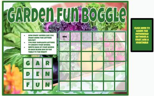 Garden Boggle Activity (Digital and Printable B/W and Color) | TpT