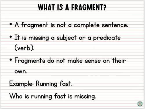 Year 2 Identifying Sentence Fragments - Explicit Writing Slides | TPT