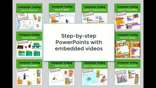 Computer Coding in Scratch: 12 Lessons w/ Assignments (7th-10th) (Google)
