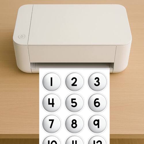 Small Printable Class Number Labels - Round Circle Number Labels Black ...