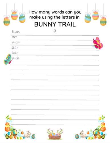 Easter How Many Words Anagram Puzzle Game by The Wandering Sky | TPT