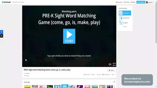 Sight Word Matching Pairs (Memory Game) by Readyteacher | TPT