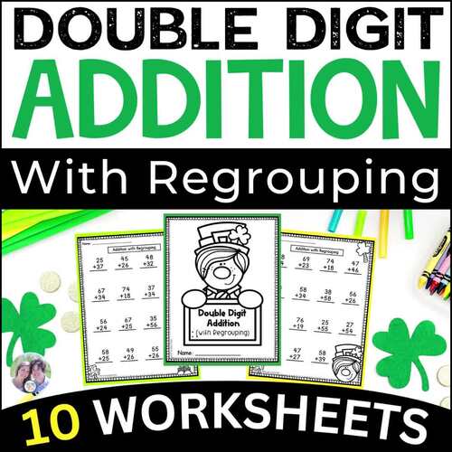 St Pattys Day Math 2 Digit Addition Worksheets Shamrock Addition With ...