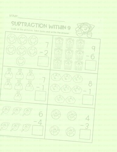 Single Digit Picture Subtraction Within 9 Worksheets | Cross Out Earth ...