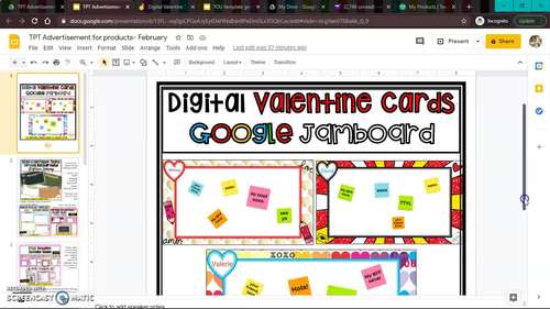 Valentine's Day Digital Cards Google Jamboard™ Virtual Valentine