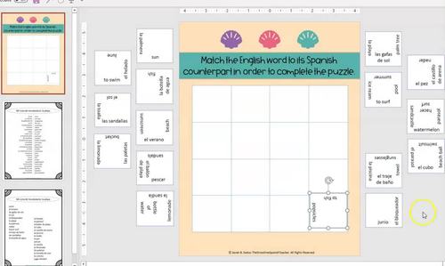 Spanish DIGITAL Puzzles LA PLAYA beach EL VERANO for June junio | TPT