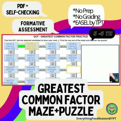 Greatest Common Factor GCF Digital Maze Activity + PDF + EASEL | TpT