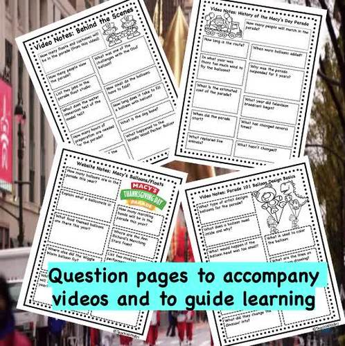 Thanksgiving Day Parade Virtual Field Trip Activity Pack by TeachWithBri