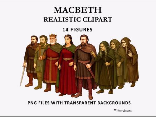 Macbeth Clipart Set | 14 Shakespeare Character Illustrations with ...