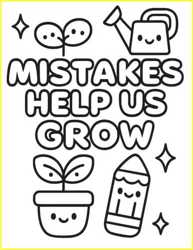 Mistakes Help Us Grow Coloring Page | Poster |Positive Affirmation ...