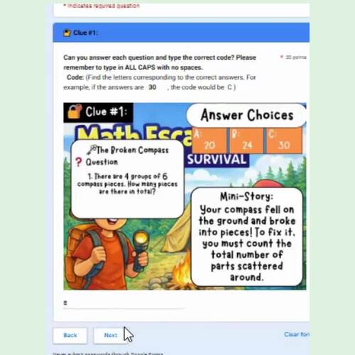 3rd Grade Camping Math Escape Room | Outdoor Survival Review Activity