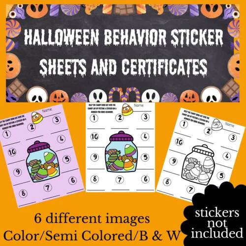 Halloween Behavior Sticker Sheets and Certificates by Little Finger Prints