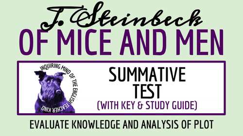 Of Mice and Men by John Steinbeck Test, Answer Key & Study Guide ...
