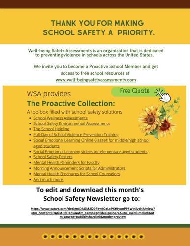School Newsletter-Editable August 2024 by Well-being Safety Assessments