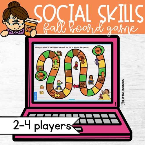 Social Skills Fall Interactive Smart Board Game Boom Cards by Little Beacon