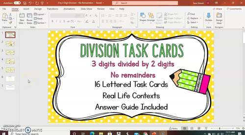 Division Task Cards - 3 divided by 2 digits (no remainders) | TPT