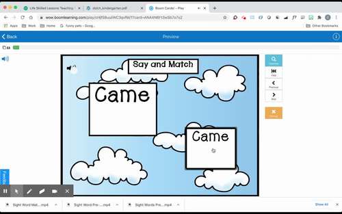 Sight Word Match Boom Cards 3 by Life Skilled Lessons | TPT